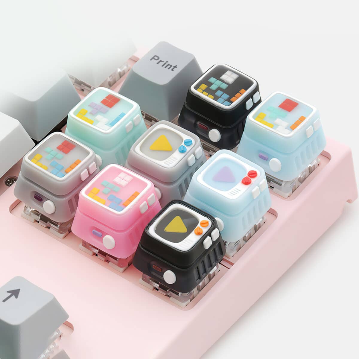 Mini Retro Cartoon TV and Tetris Game Resin Keycap - FacFox Shop