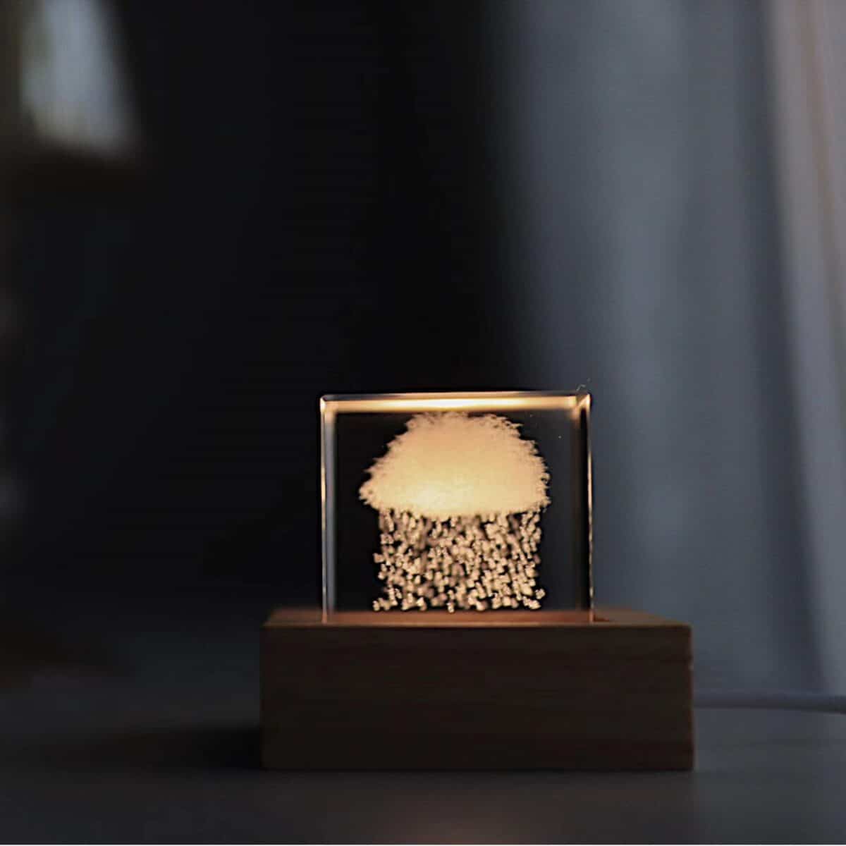 A Cloud In the Hand - Laser Engraved 3D Glass Cloud Cube - FacFox Shop
